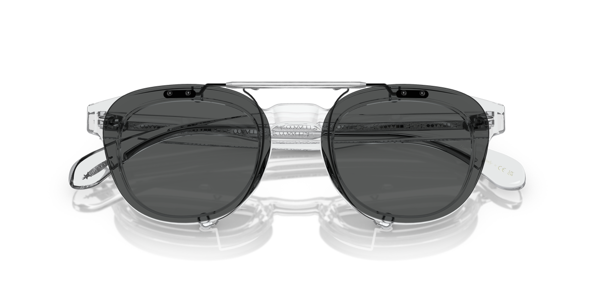 Oliver Peoples Sheldrake Flip-Up Clip con montatura Oro Antico e lenti ...